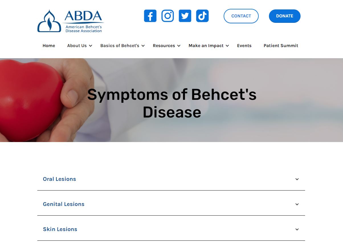 Symptoms of Behcet's Disease