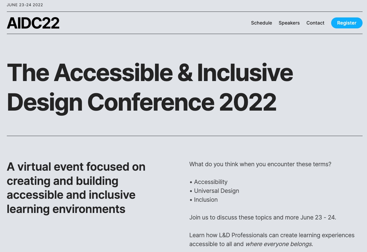 The Accessible and Inclusive Design Conference 2022