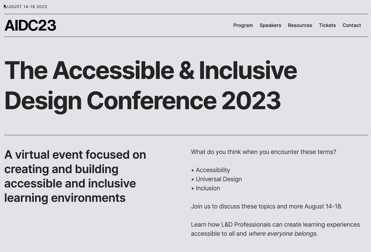 The Accessible and Inclusive Design Conference 2023