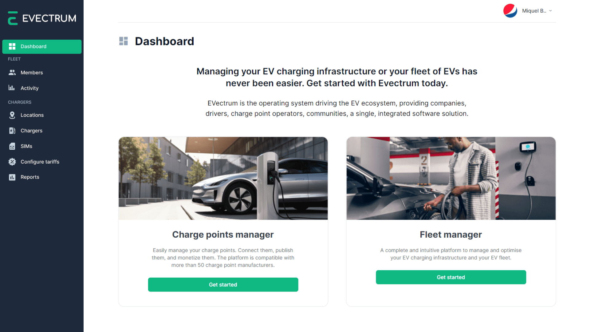 EVectrum, new EV fleet and charger management software