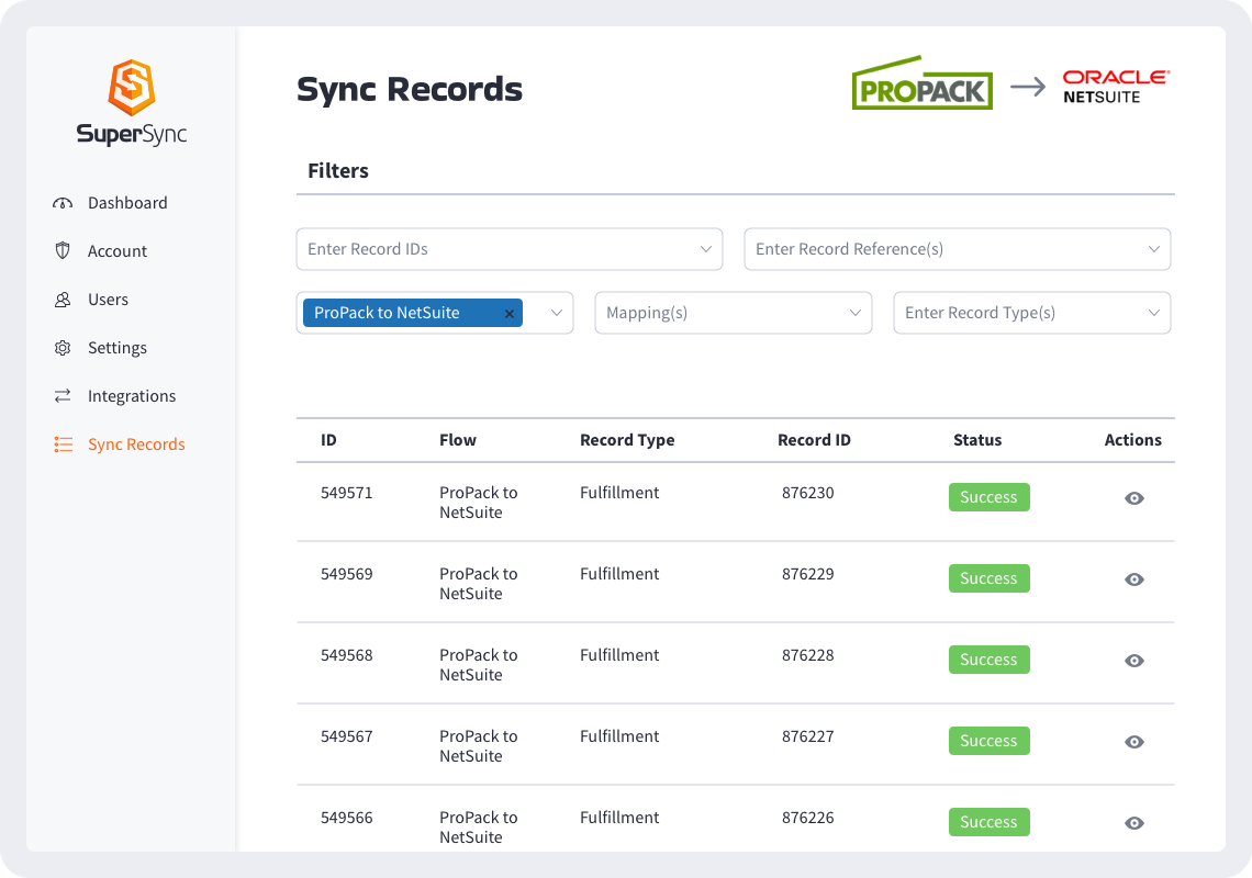 Sync ProPack with NetSuite | SuperSync