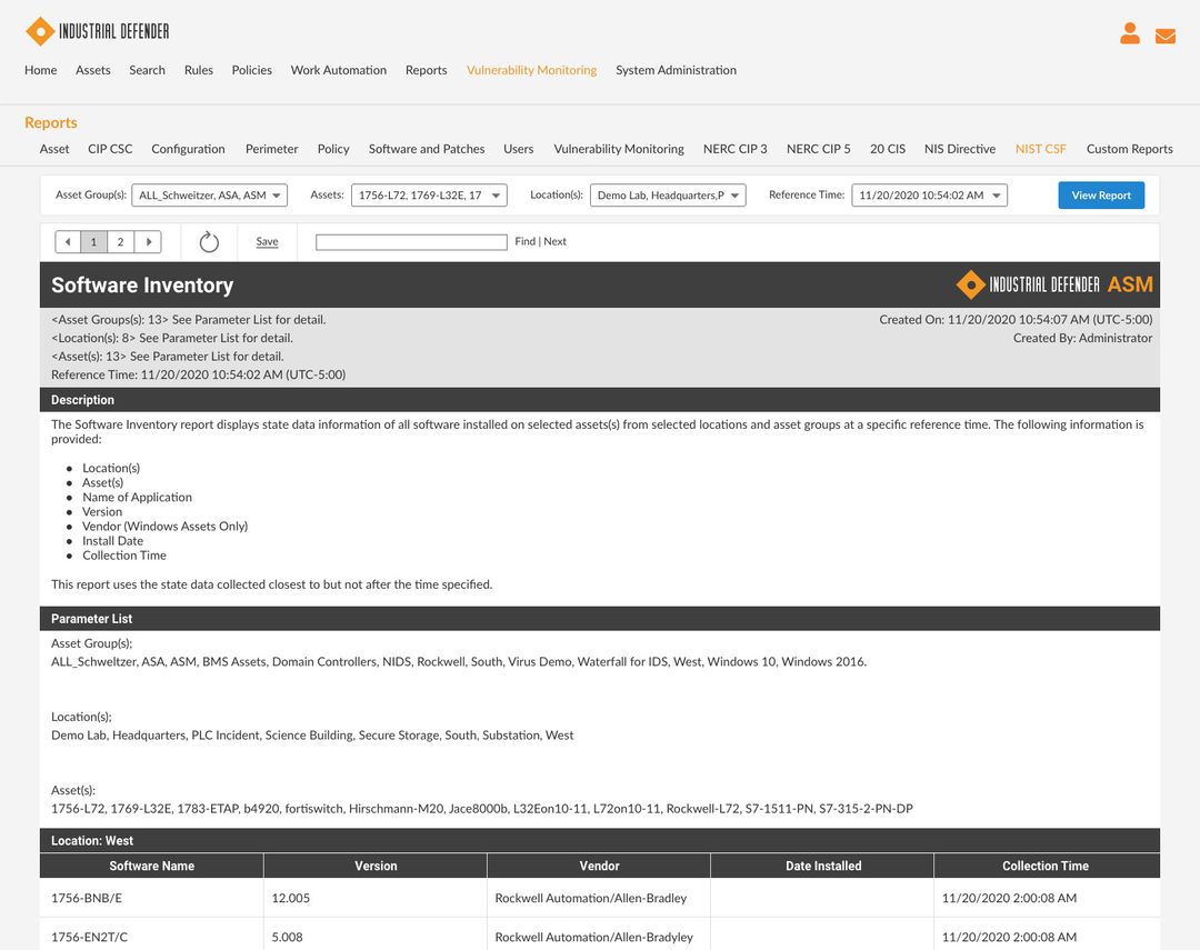 Compliance Reporting for Critical Infrastructure