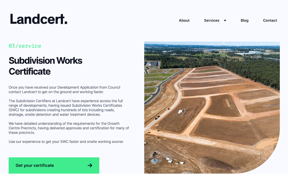 Service - Subdivision Works Certificate