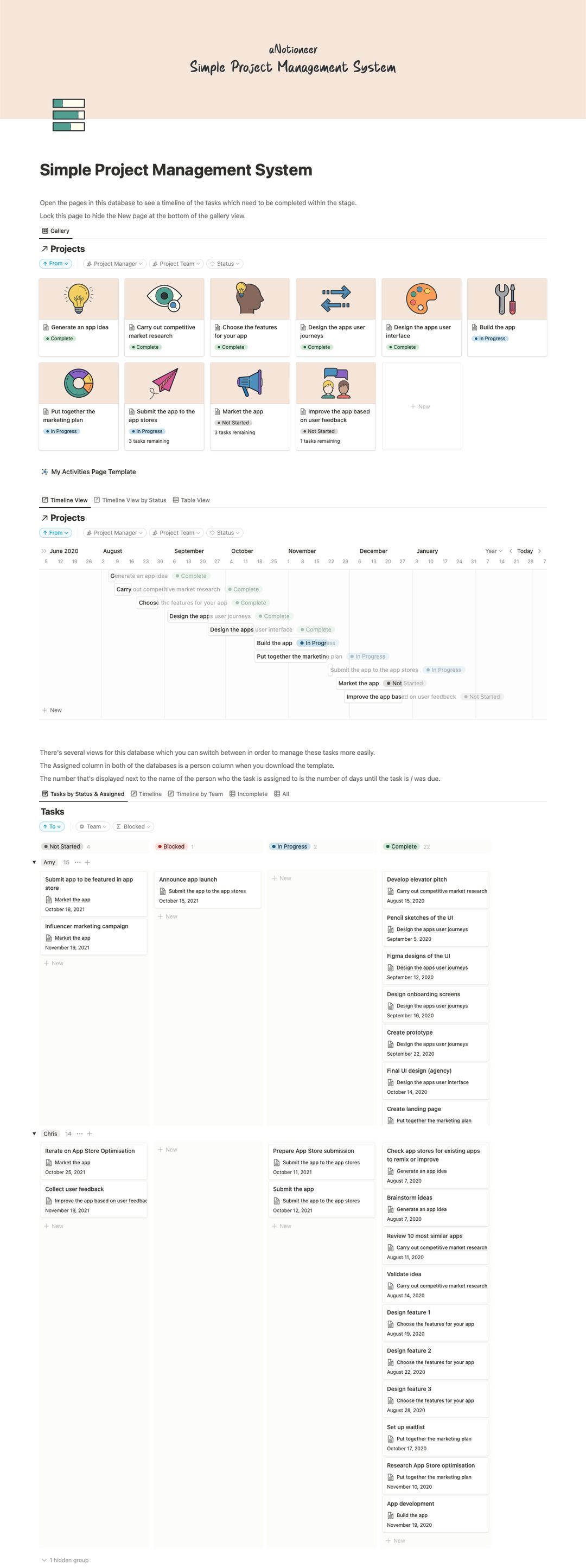 Simple Project Management System | Notion Template