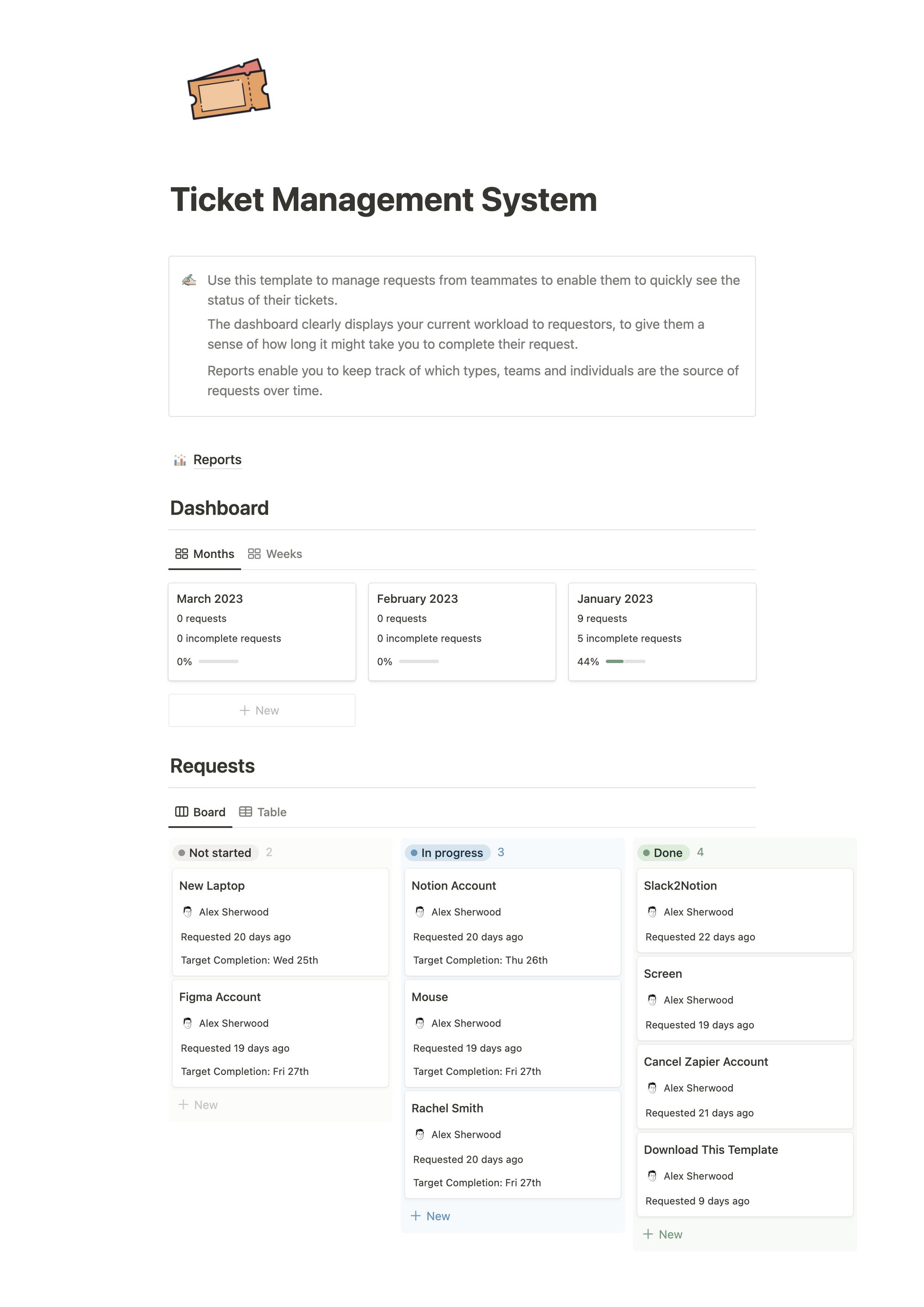 Ticket Management System | Notion Template