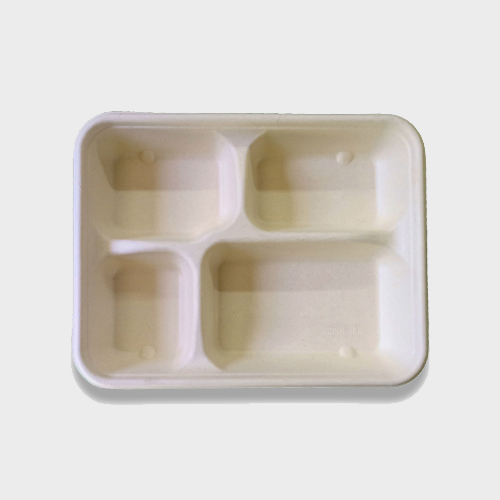 4 Compartment Sugarcane Food Packaging Container