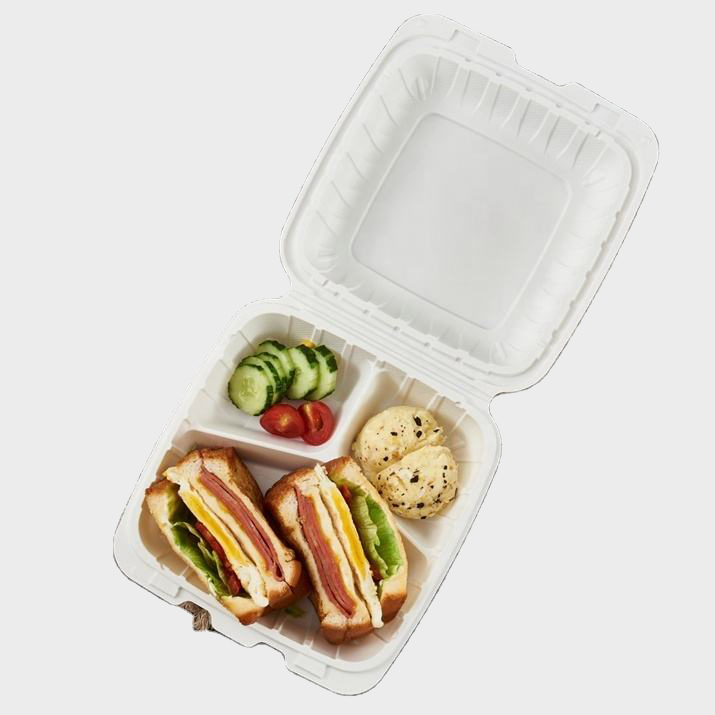 Compostable 3 Compartment Sugarcane Food Packaging Container
