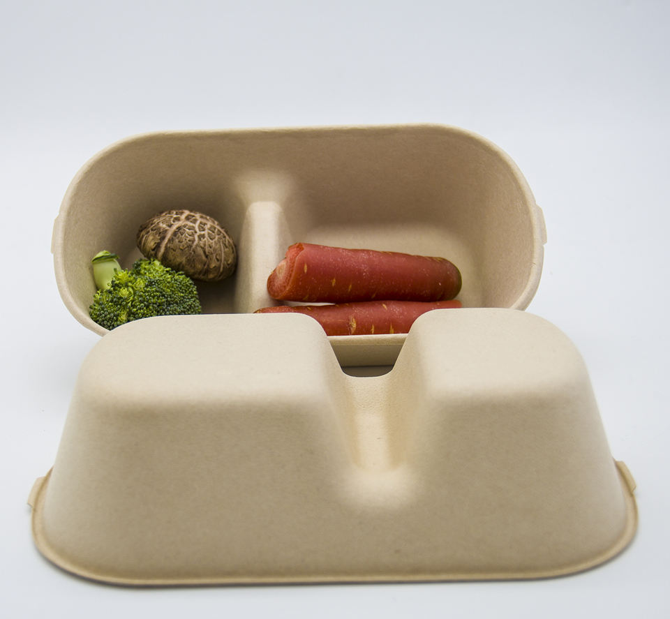 2 Compartment Eco Sugarcane Bagasse Clamshell