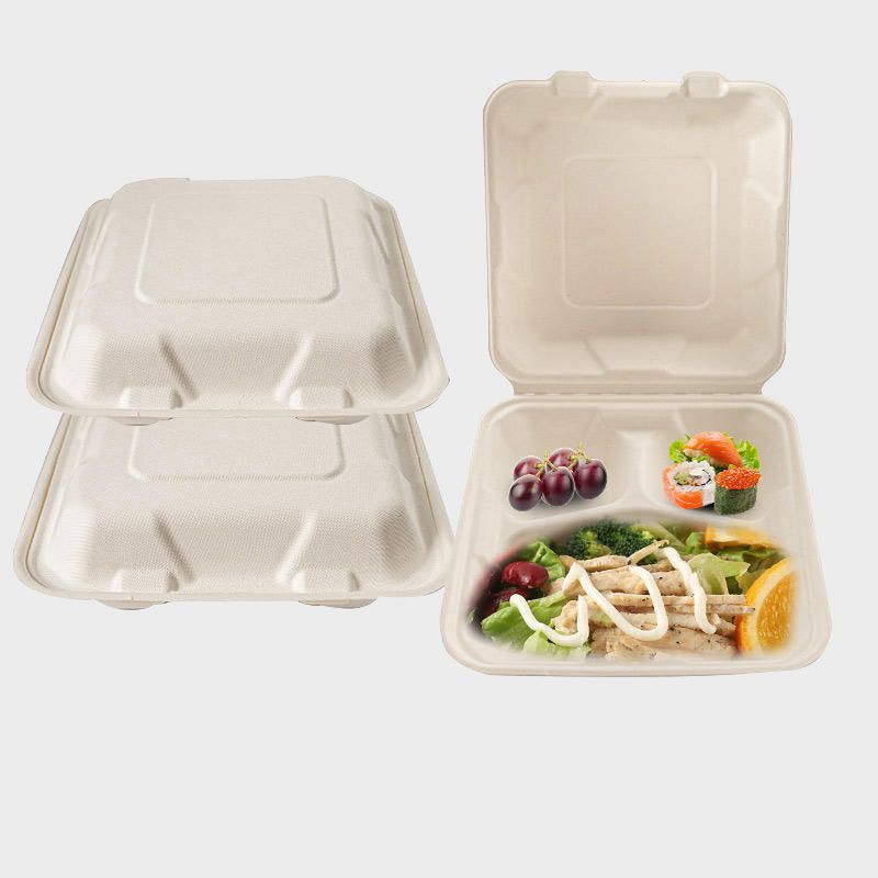 Compostable 3 Compartment Sugarcane Food Packaging Container