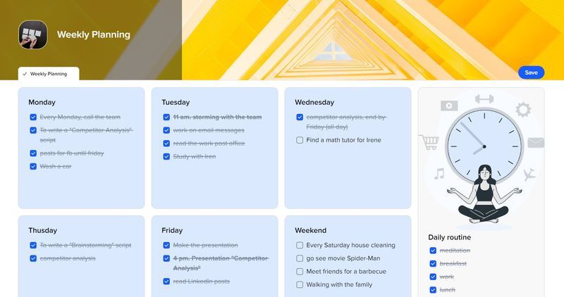 Weekly Planning Templates – interactive template for week-planning