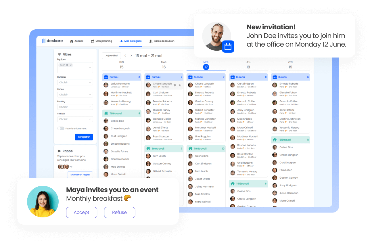Flex office and remote work management software - Deskare