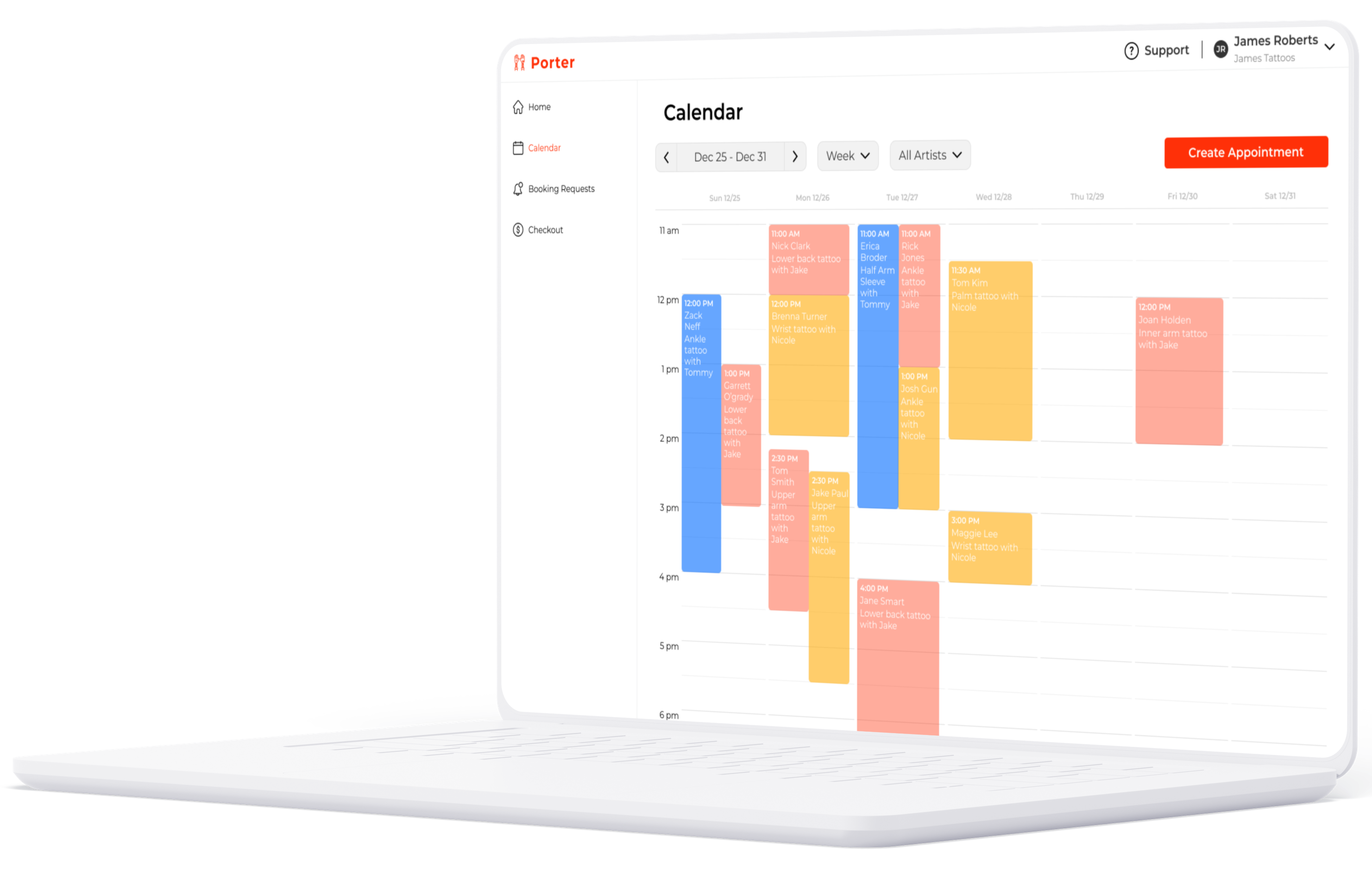 Porter | Business management software for tattoo artists