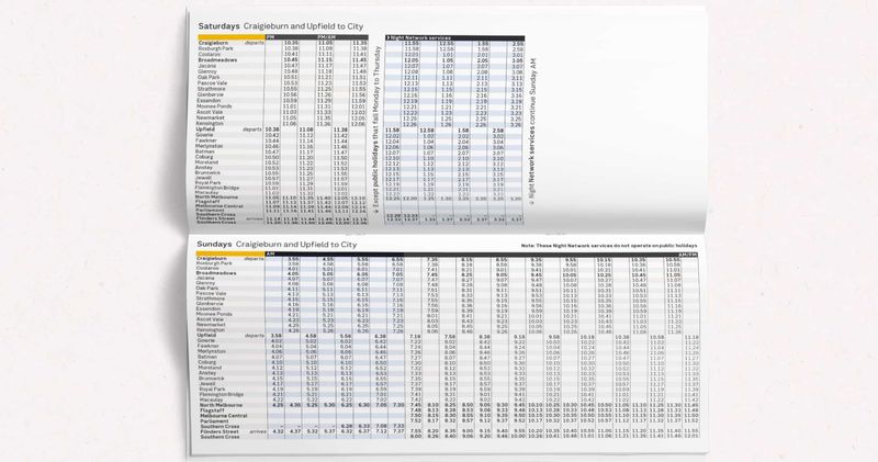 Metro Trains Melbourne Timetable | Hothouse Design