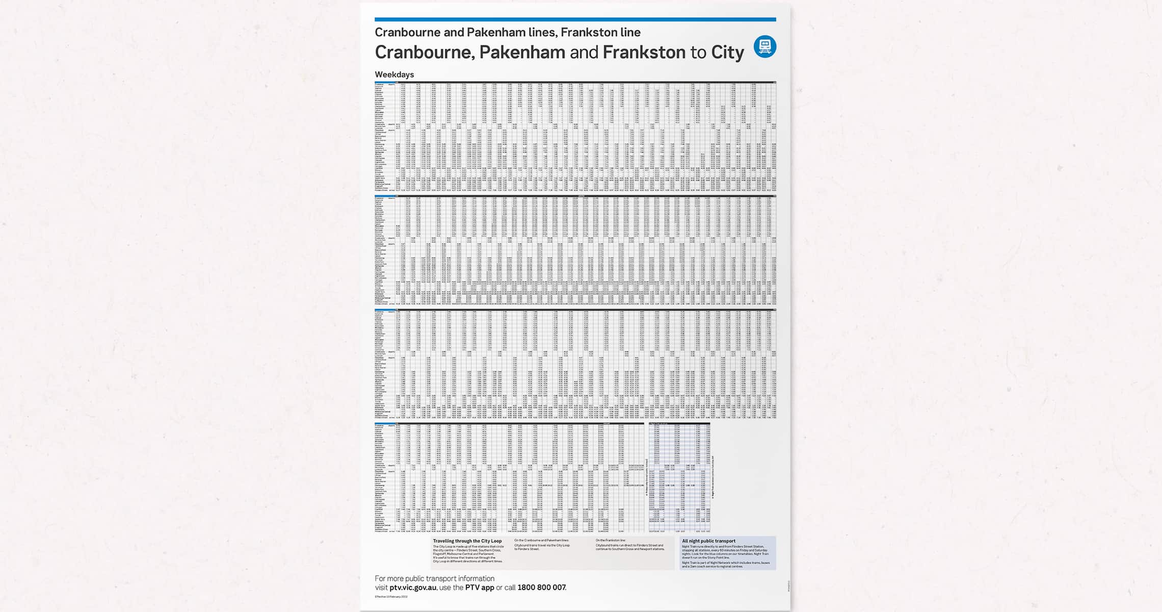 Metro Trains Melbourne Timetable | Hothouse Design