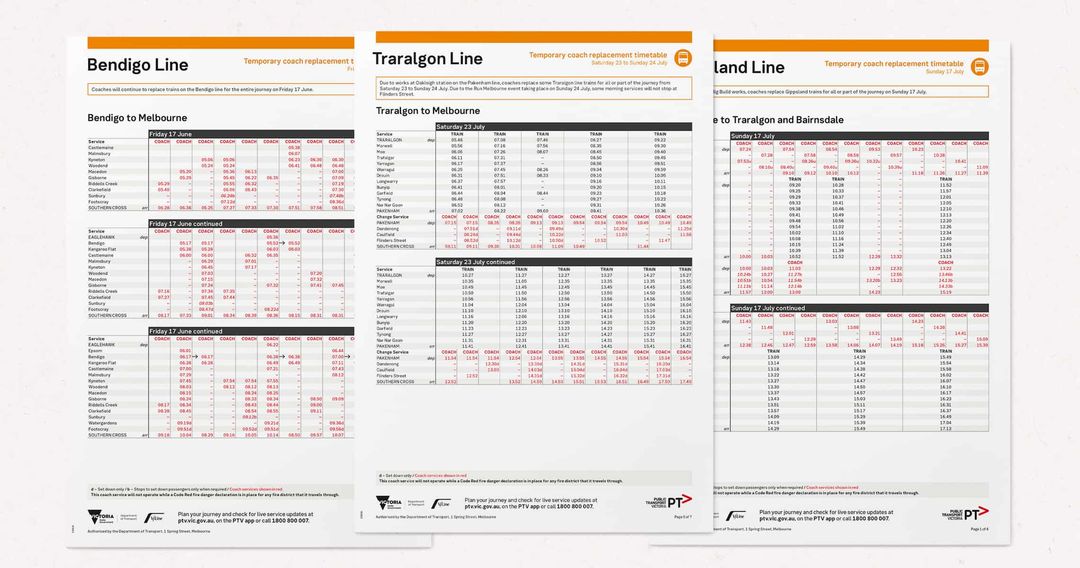 V/Line Timetable | Hothouse Design