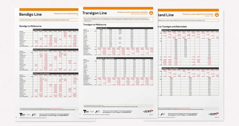 V/Line Timetable | Hothouse Design
