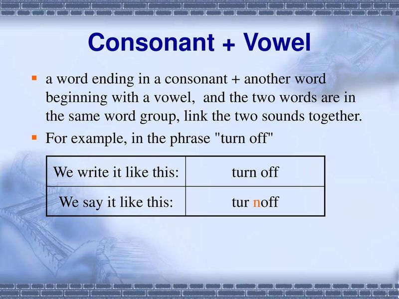 Linking vowels to consonants | Linking | SpeakoClub