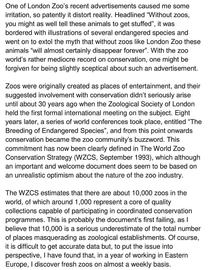 Zoo Conservation Programmes Reading Answers-IELTS Examination
