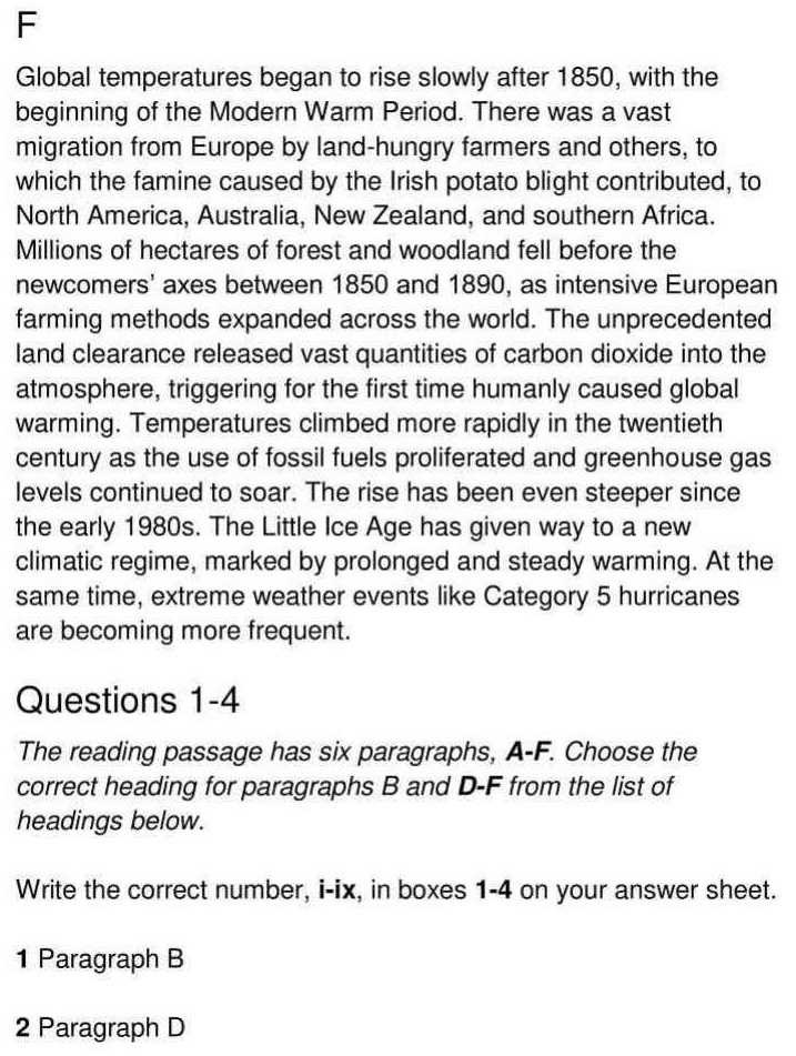The Little Ice Age Reading Answers -IELTS Examination | SpeakoClub