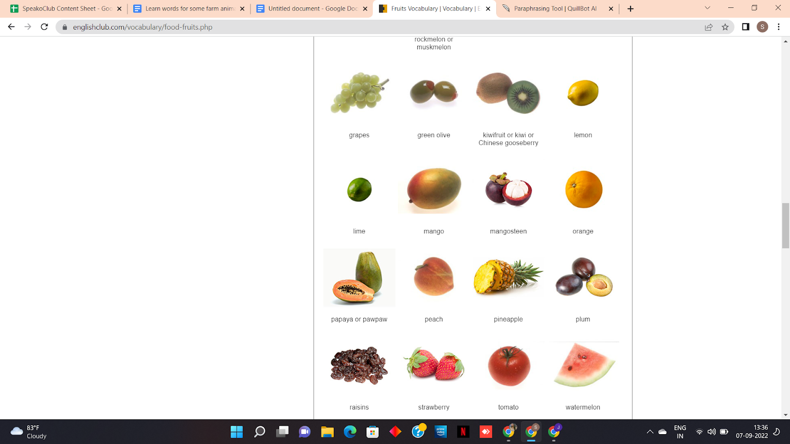 Learn words for some common fruits| A1-A2 Vocabulary| SpeakoClub