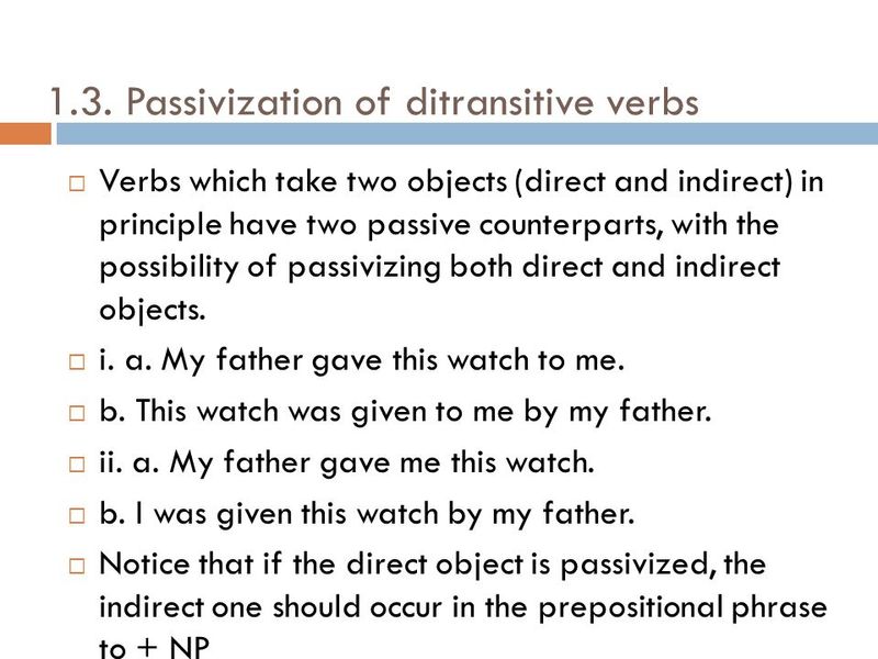 Ditransitive verbs in the active voice and the passive voice | Grammar