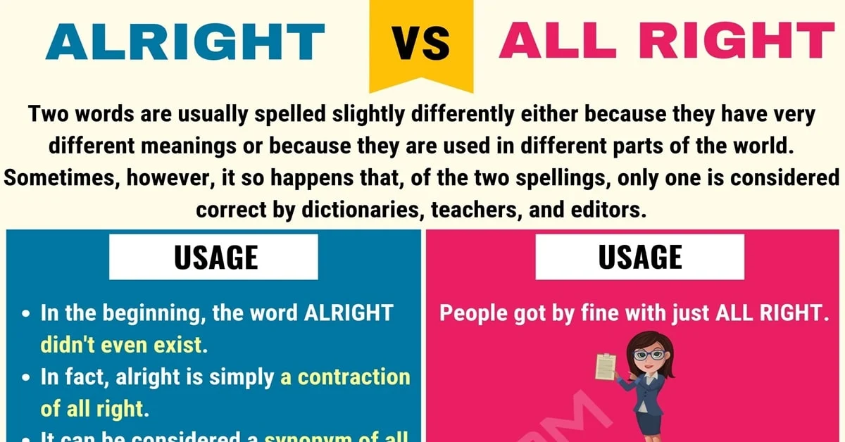 When to use “all right” vs. “alright”| Difference|SpeakoClub