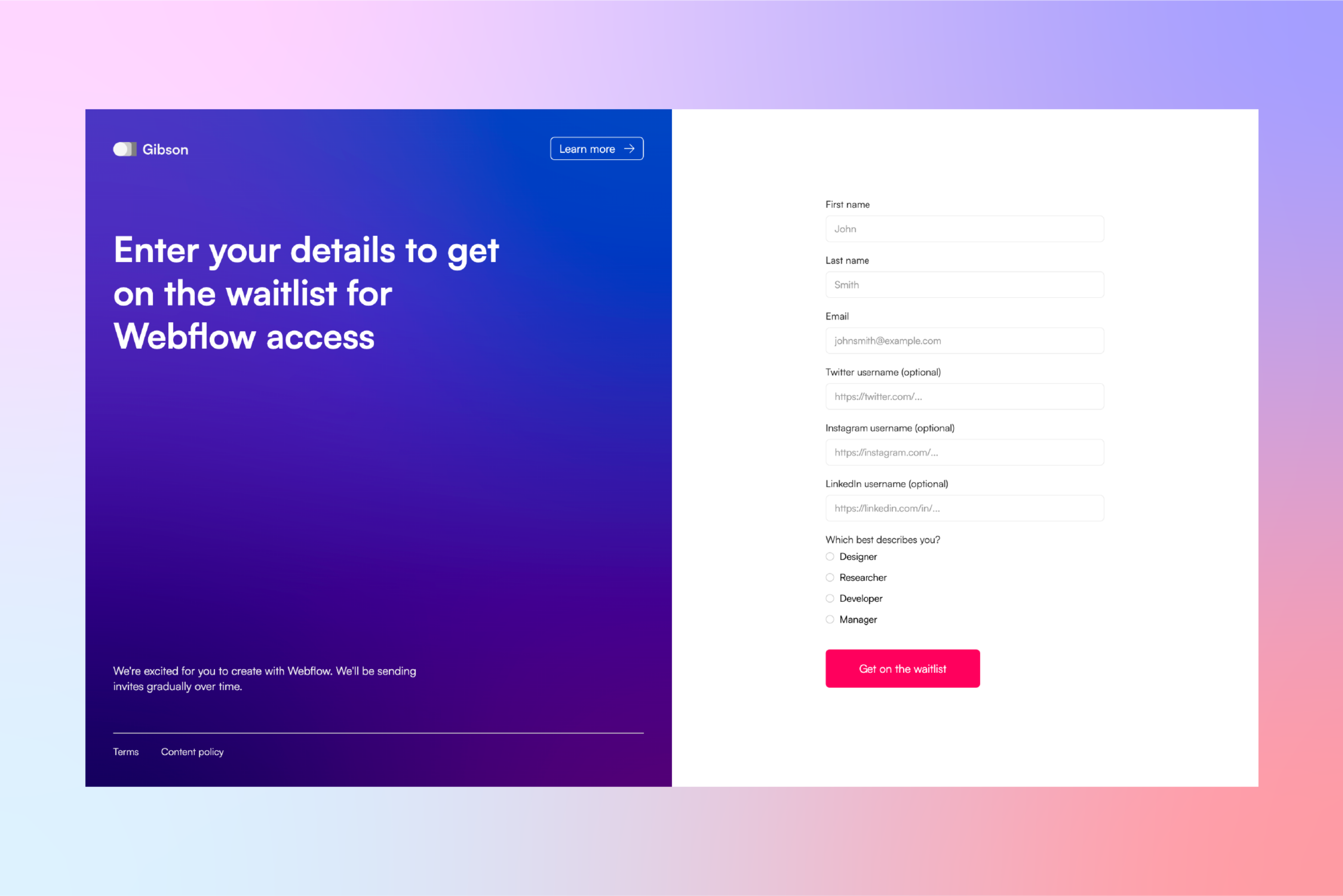  CLONEABLE Waitlist Signup Form V2 Webflow