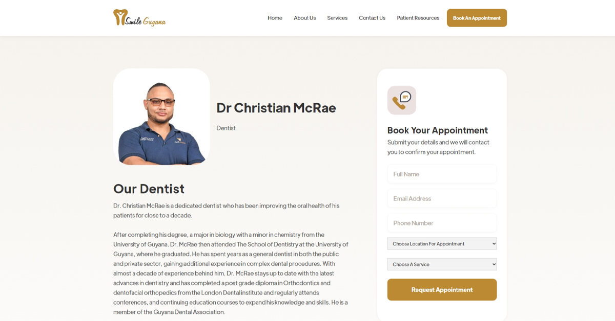 Dr Christian McRae - Smile Guyana Dental Services