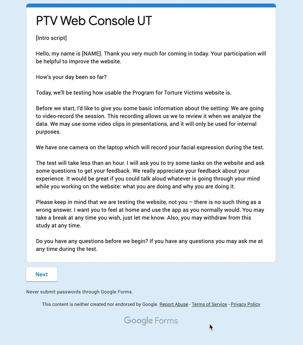 Program for Torture Victims · viv's portfolio