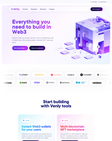 Venly - Web3 Landing Page Examples