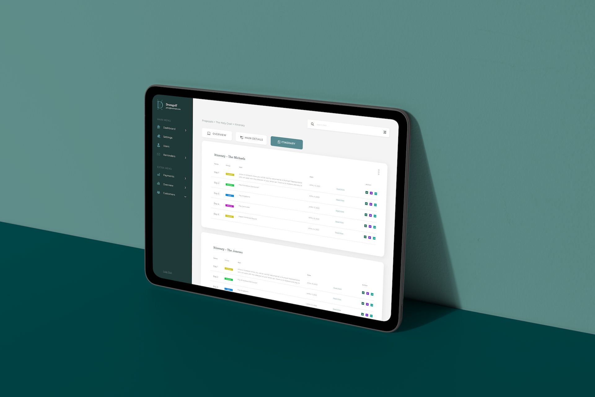 Itinerary app for a luxury tour operator - Vital Hike
