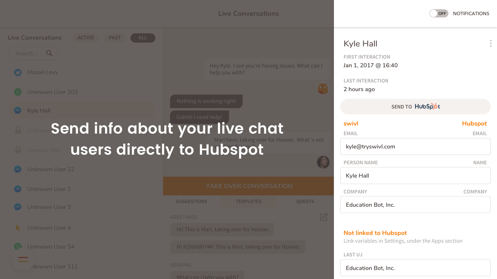 Integrate swivl's AI-powered Chatbot with HubSpot | swivl