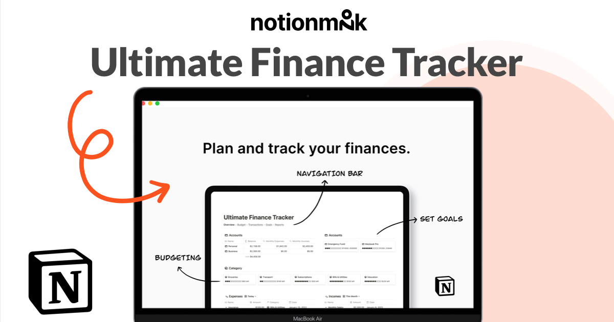Ultimate finance tracker dashboard by Easlo: Notion template