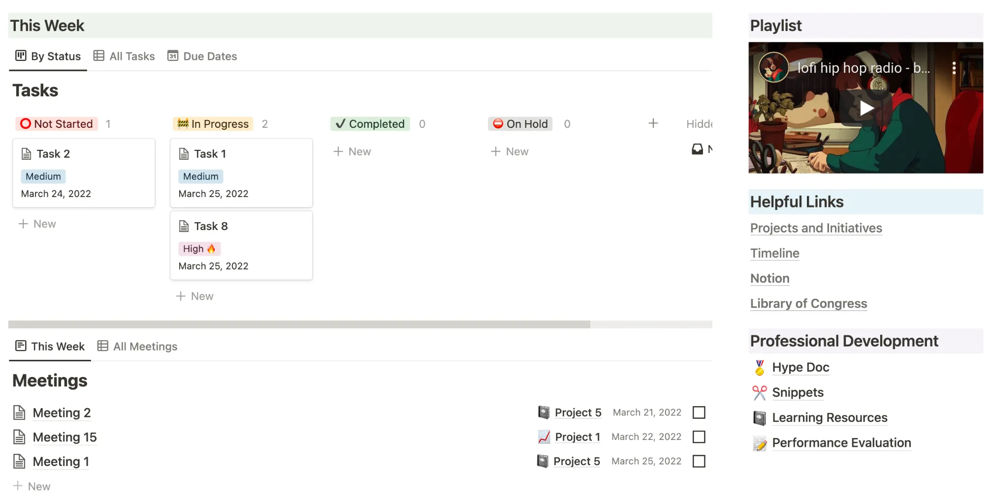 Work Management Dashboard Notion Template by Jessica Edwards