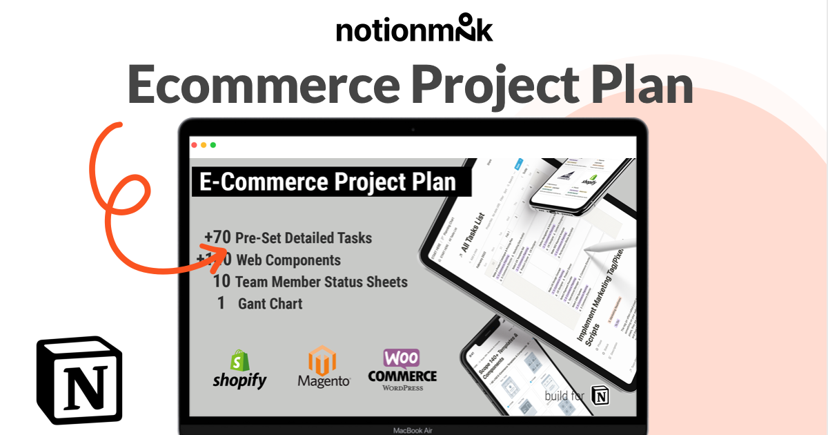 E-commerce Project Plan: Notion Template by Mr Marketing