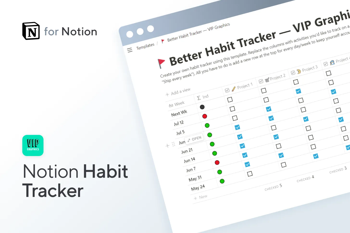 Habit Tracker Notion Template: Created by VIP Graphics
