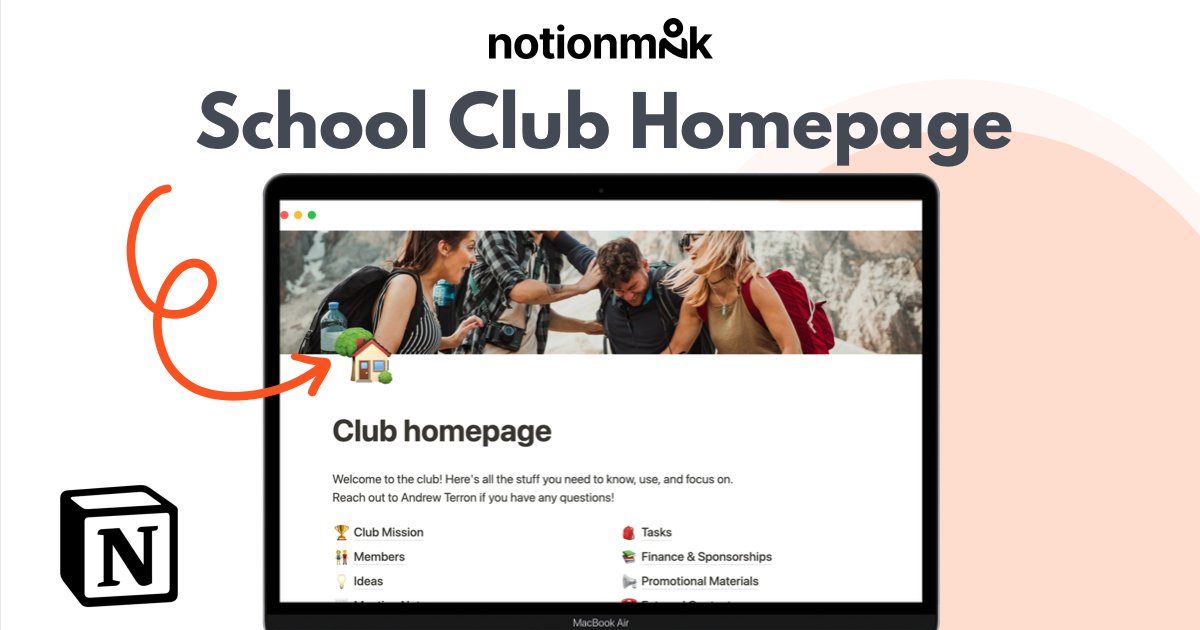 School Club Homepage template for Notion by Notion