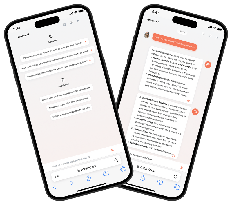 Maroo | Payments for weddings & events