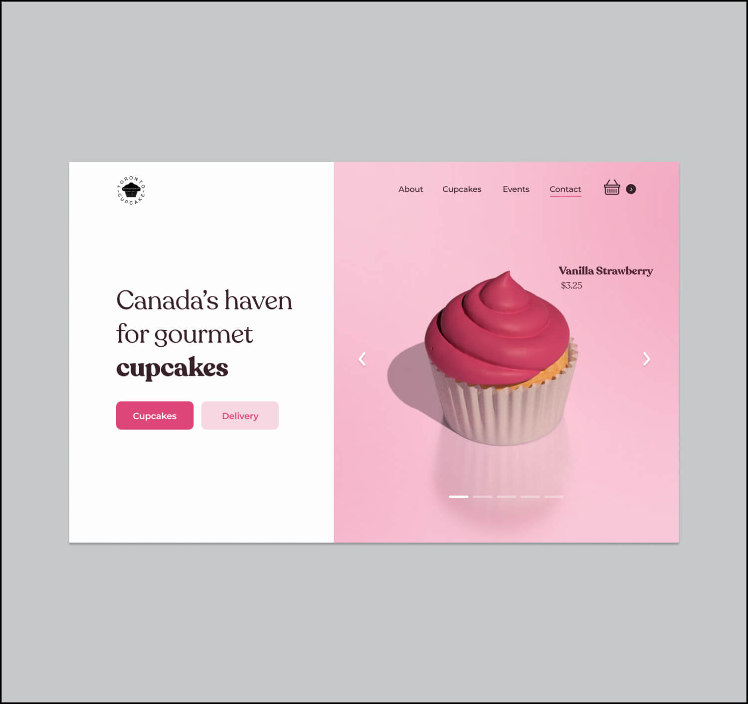 I redesigned a local cupcake shop's homepage