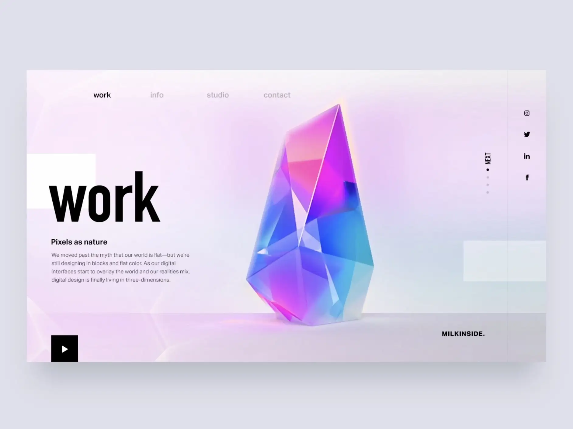 Pink website with mesh gradient 3D diamond | Website design inspiration ...