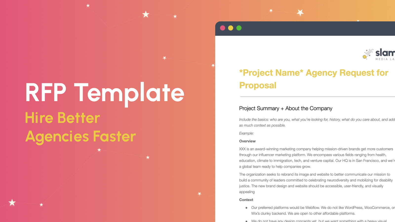 Agency RFP Template [What to Include + Examples] | Slam Media Lab