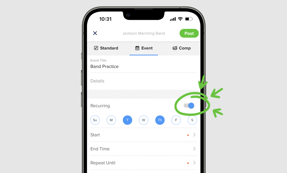 Setting Up Recurring Events