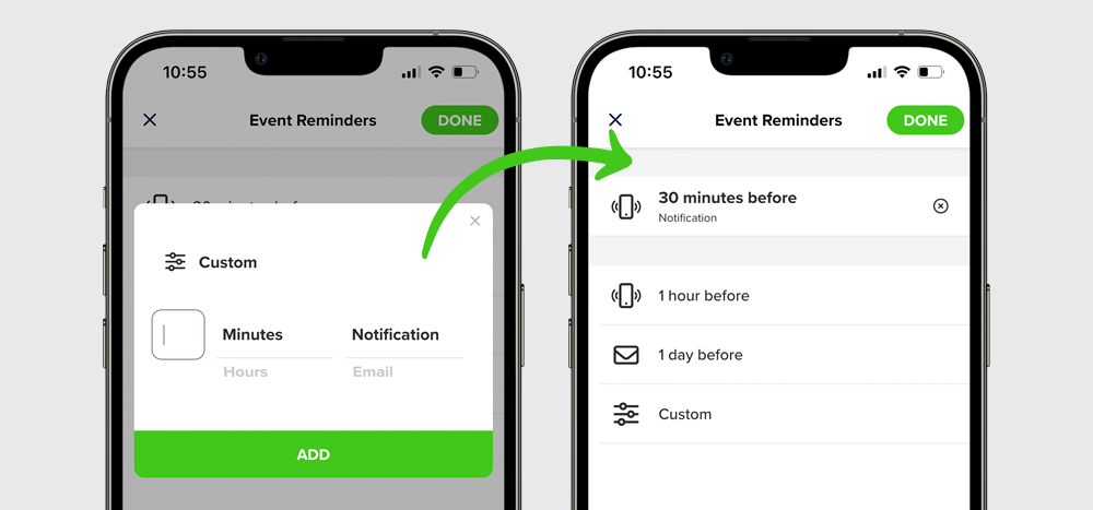 Add Reminders to Events or Games