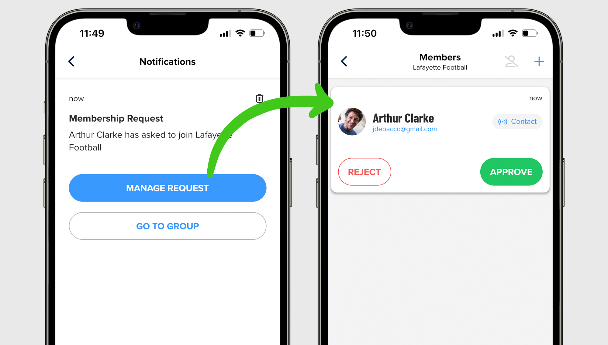 Approving or Rejecting New Member Requests