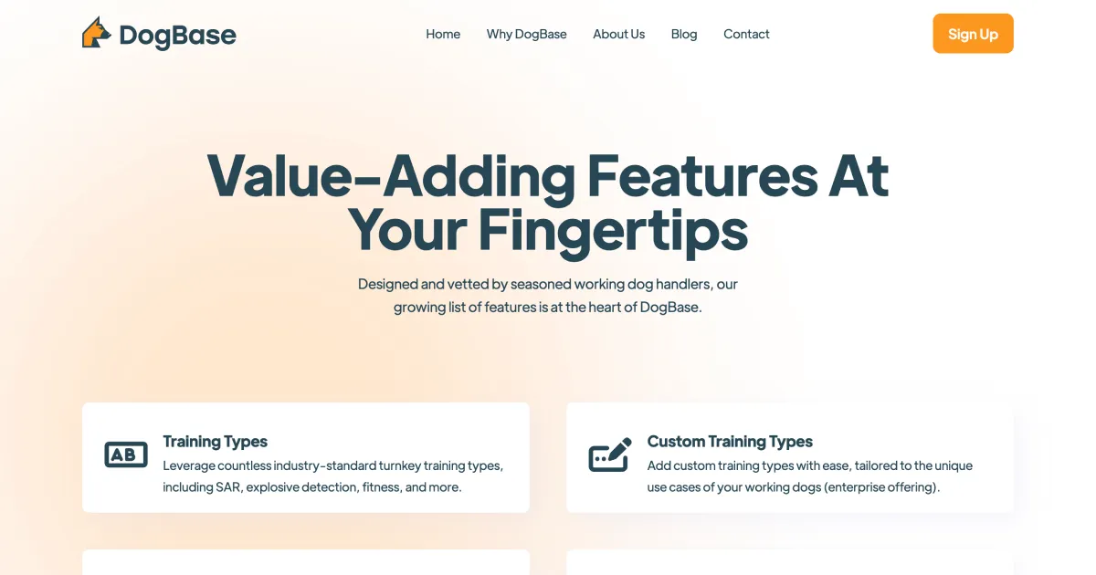DogBase Features - Value-Adding Features At Your Fingertips