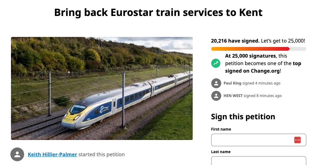 Kent Community Rallies to Restore Eurostar Service: 20,000 Signatures ...