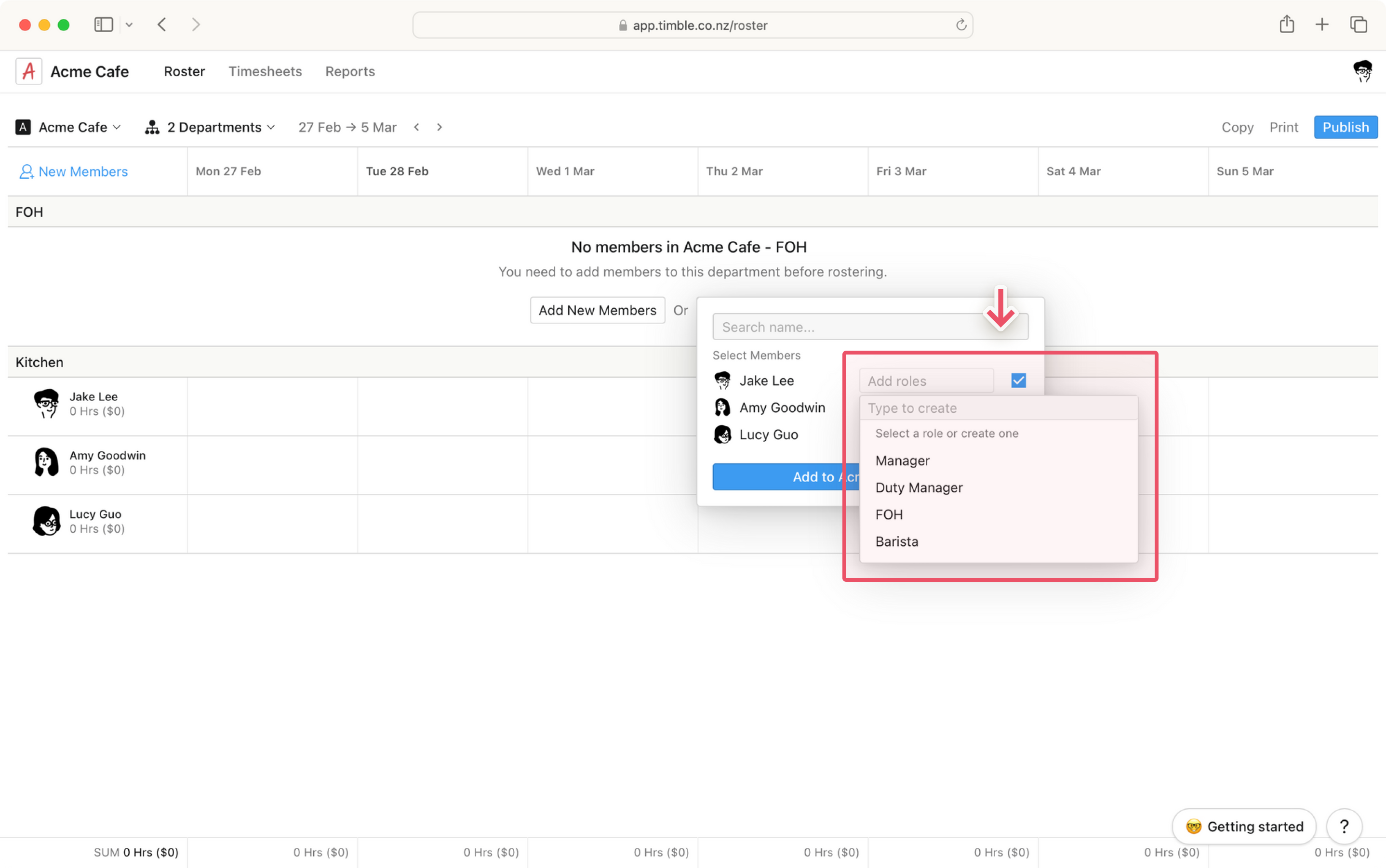New Onboarding Experience and Role Options - Timble