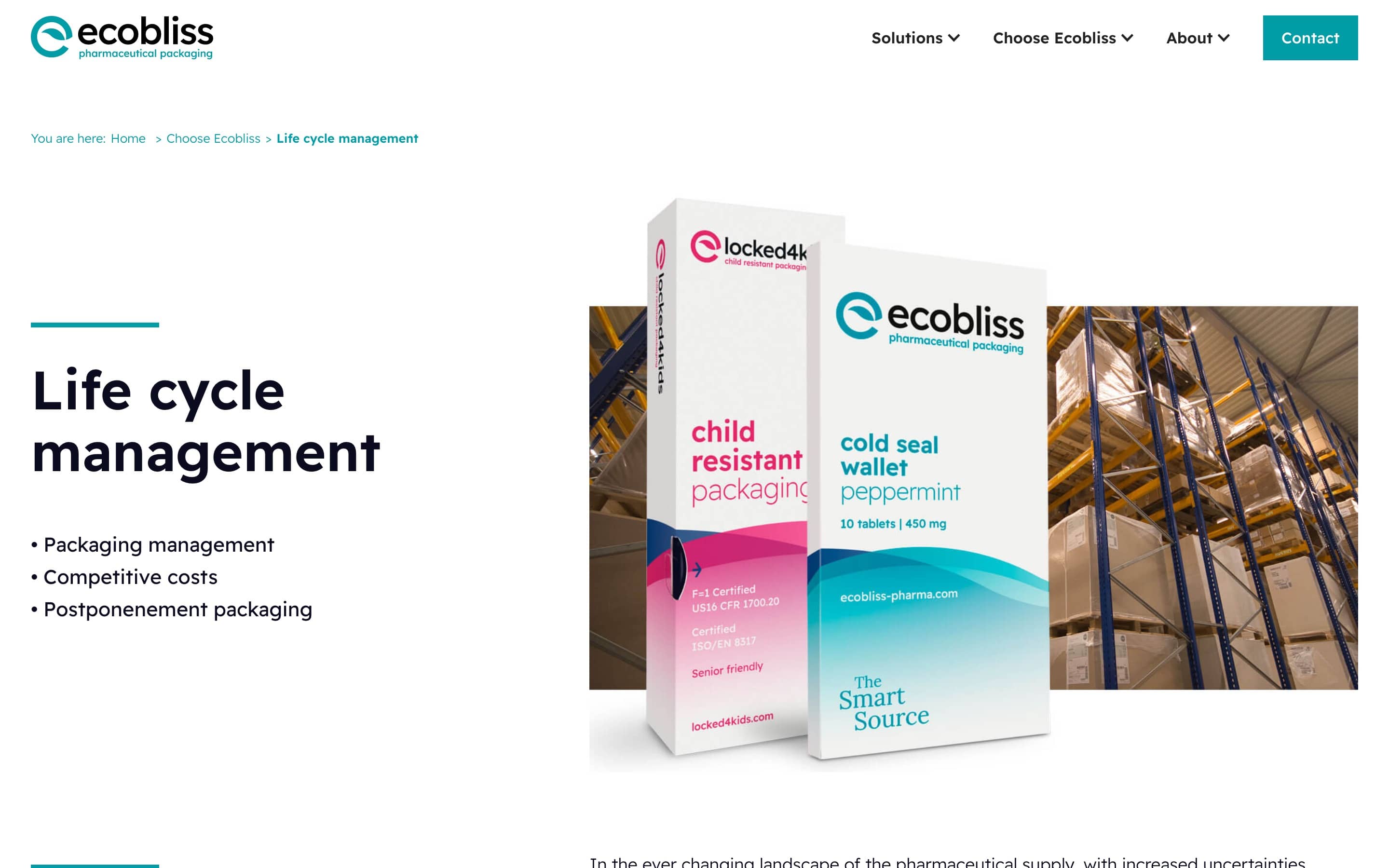Life cycle management | Ecobliss Pharmaceutical Packaging