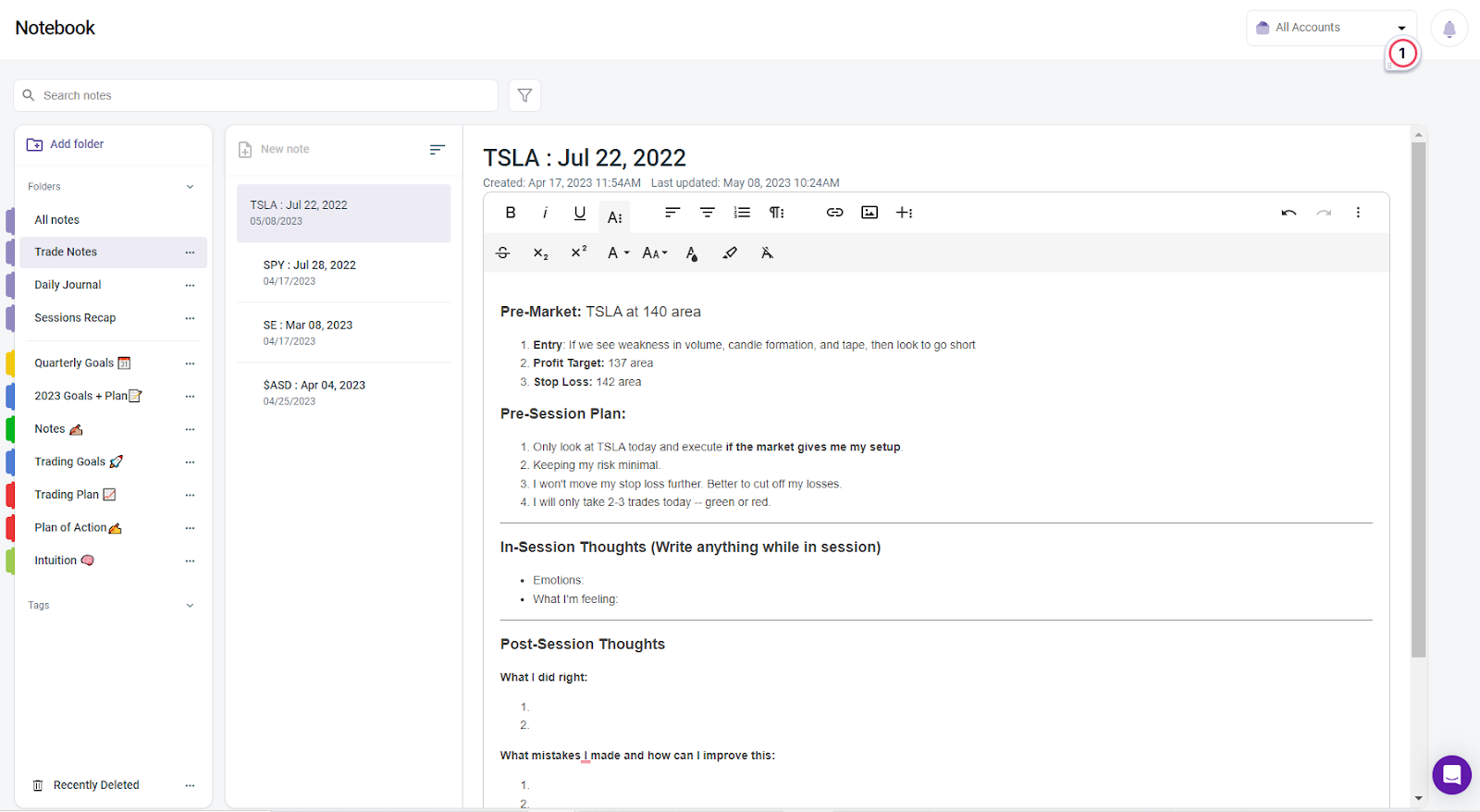 How to keep track of day trades - TradeZella