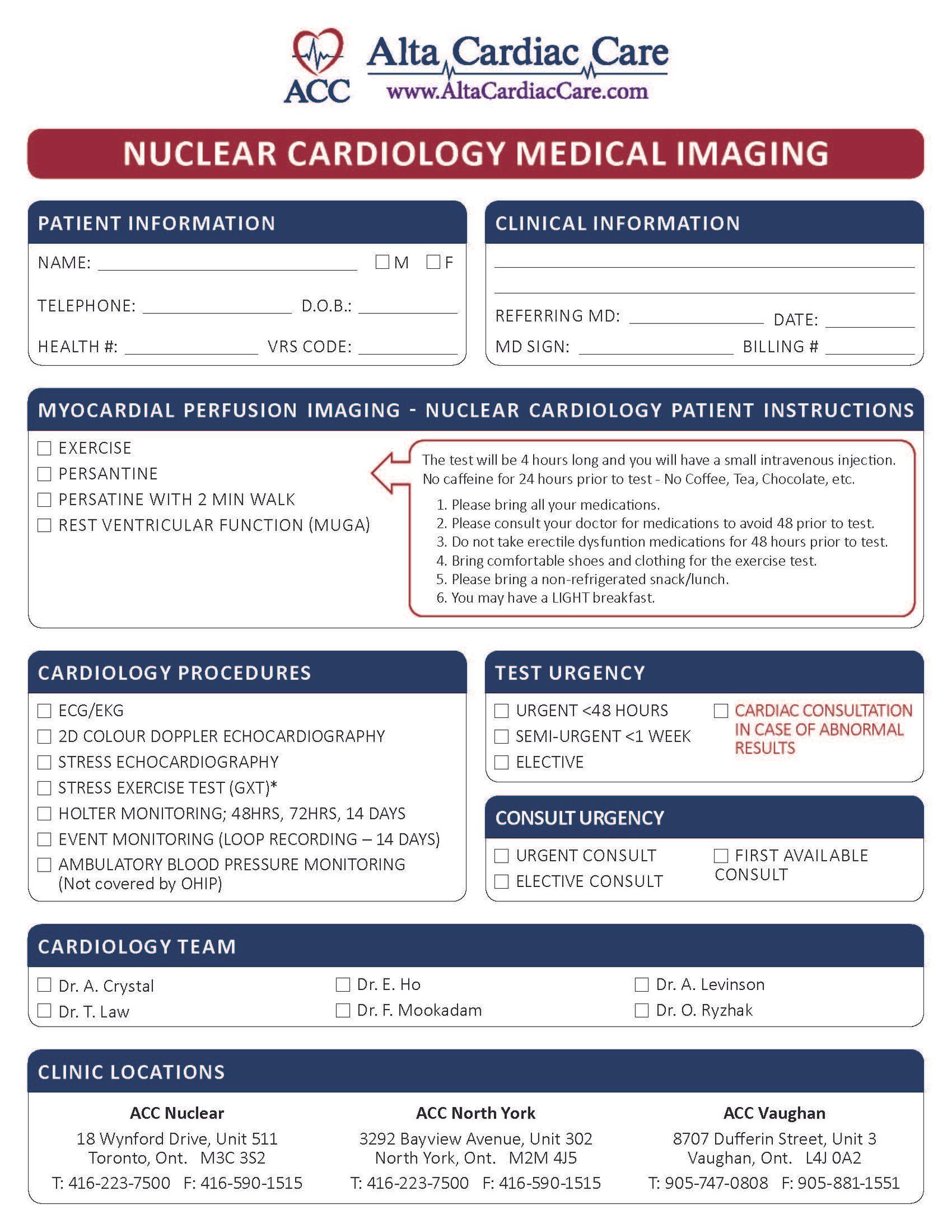 Alta Cardiac Care - View requisition forms